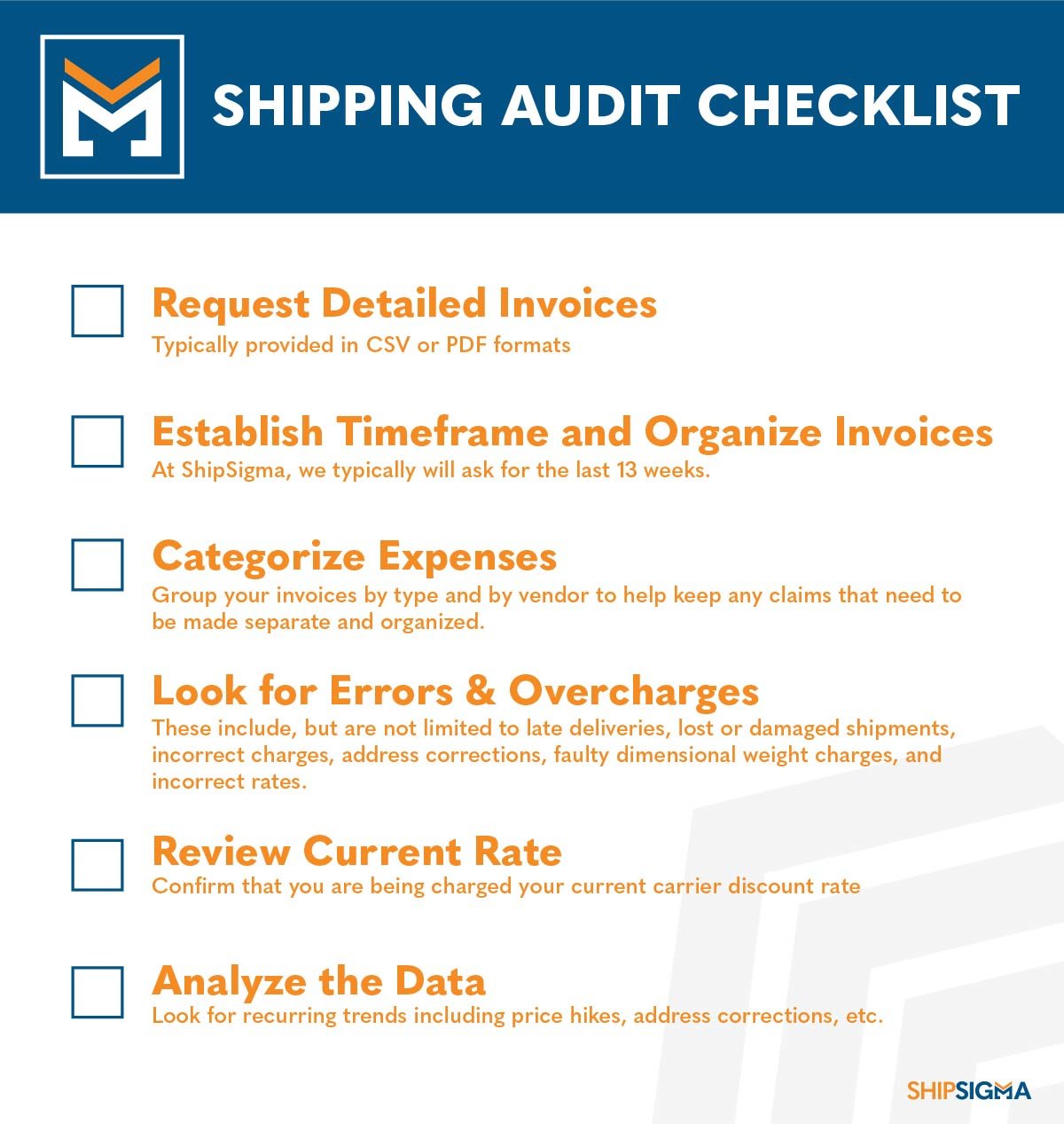 Shipping Audit Checklist